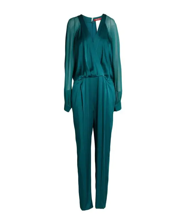 Max Mara Solid-color Satin Chiffon Jumpsuit