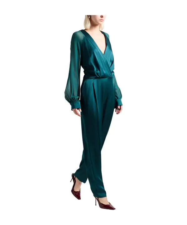 Max Mara Solid-color Satin Chiffon Jumpsuit