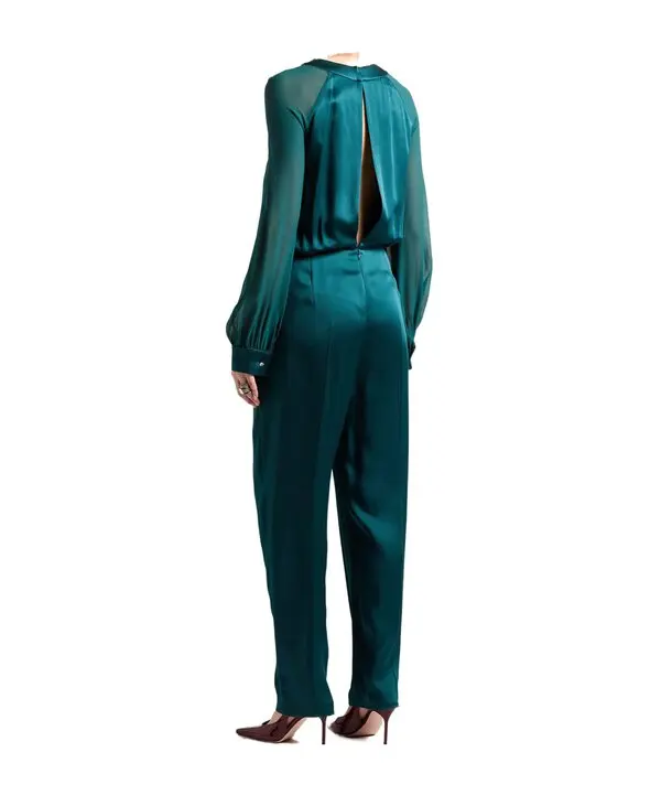 Max Mara Solid-color Satin Chiffon Jumpsuit