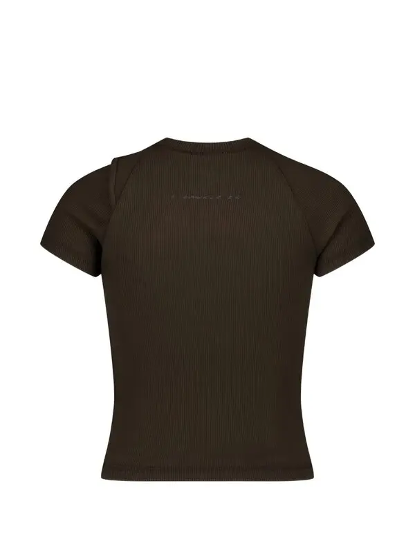Ottolinger Rib-knit Crewneck T-shirt With Tonal Lettering And Shoulder Strap Detail