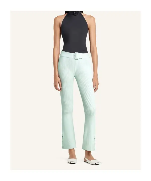 COURREGES Courrèges Belted Flared Ribbed Trousers