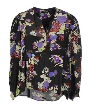 Isabel Marant Étoile V-neck Long Sleeve Floral Crepe Blouse
