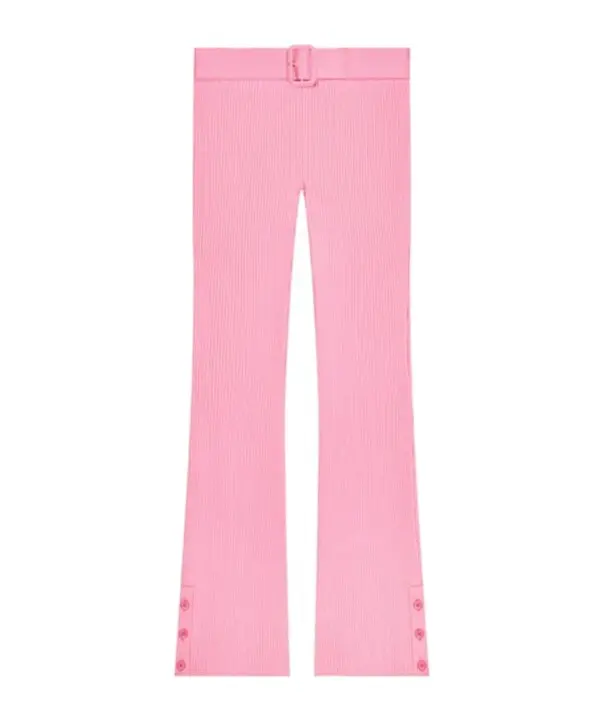 COURREGES Belted Flared Rib-knit Trousers