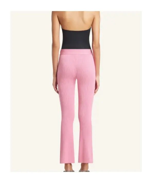 COURREGES Belted Flared Rib-knit Trousers