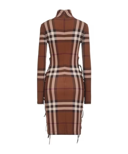Burberry Fitted Printed Long Sleeve Turtleneck Dress