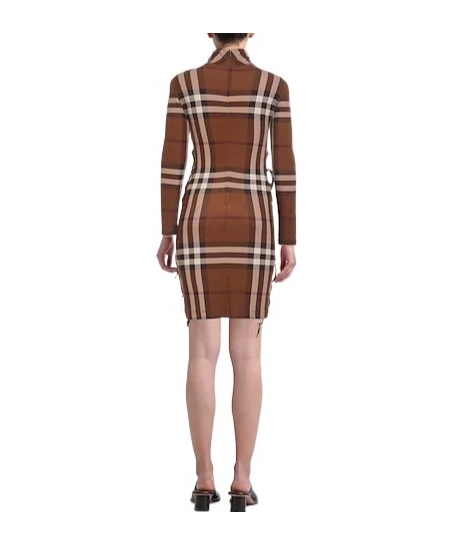 Burberry Fitted Printed Long Sleeve Turtleneck Dress