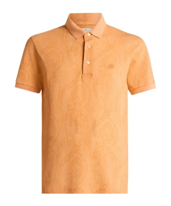 Etro Cotton Polo Shirt With Arnica Motif