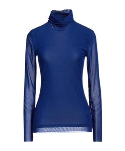 GANNI High-neck Long-sleeved T-shirt - Blue