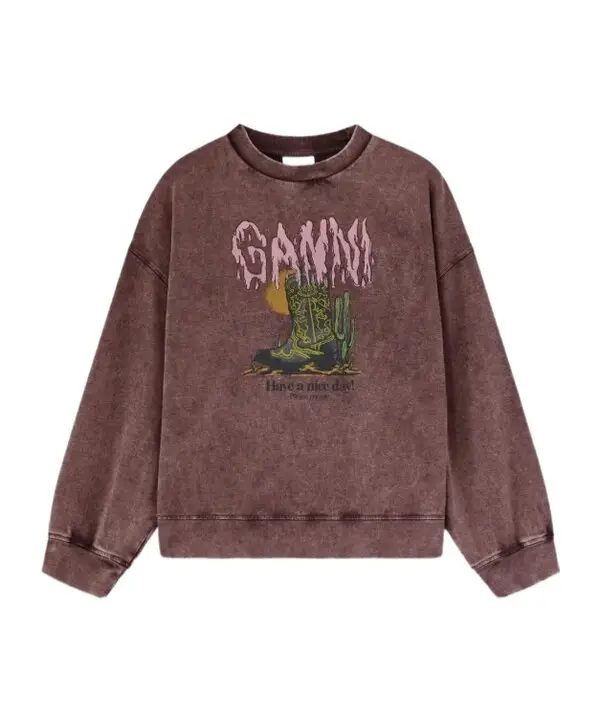 GANNI Vintage Wash Sweatshirt - Red