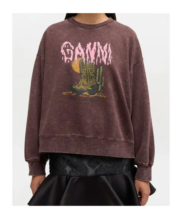 GANNI Vintage Wash Sweatshirt - Red