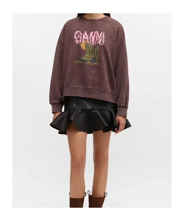 GANNI Vintage Wash Sweatshirt - Red