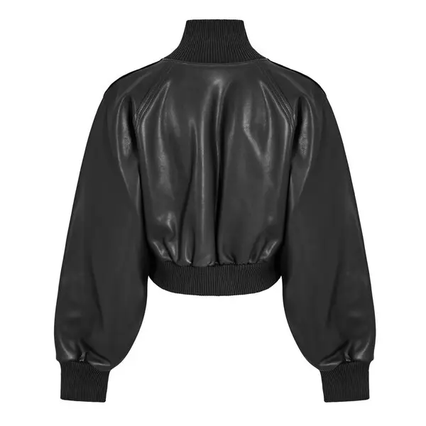 Norma Kamali Leather Bomber Jacket - Black