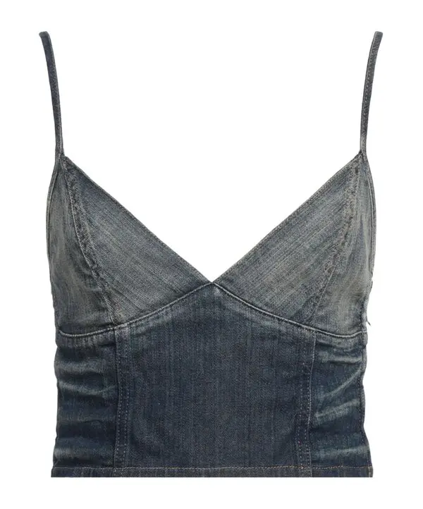DIESEL® Sleeveless V-neck Cropped Denim Top