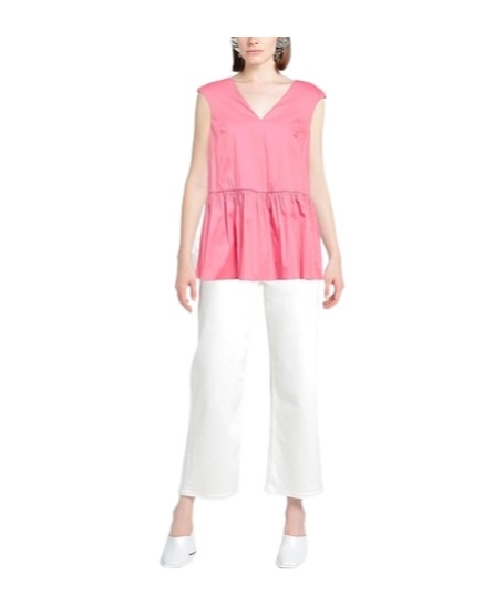 Max Mara Fitted Peplum V-neck Top - Pink