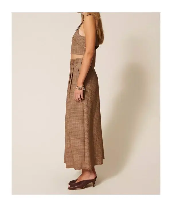TWINSET Plaid-pattern Belted Skirt