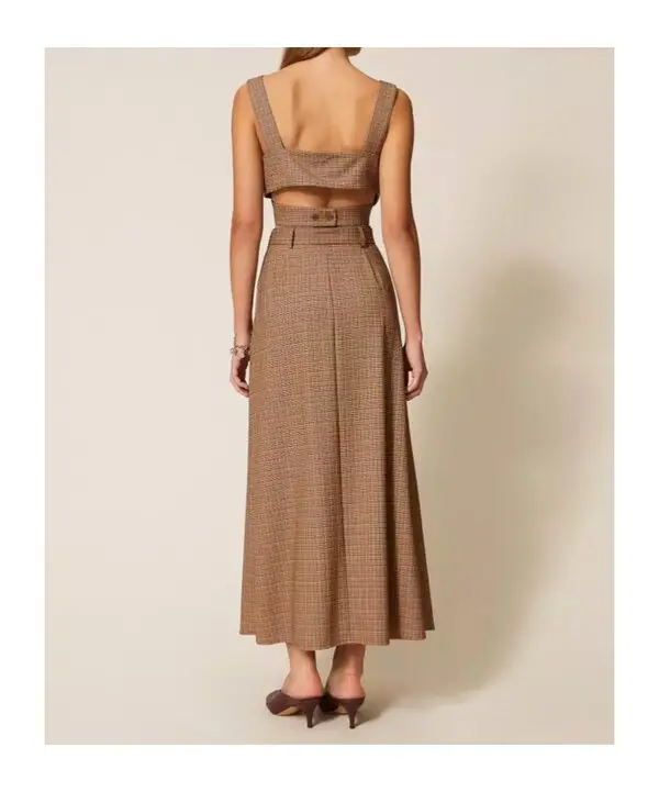 TWINSET Plaid-pattern Belted Skirt