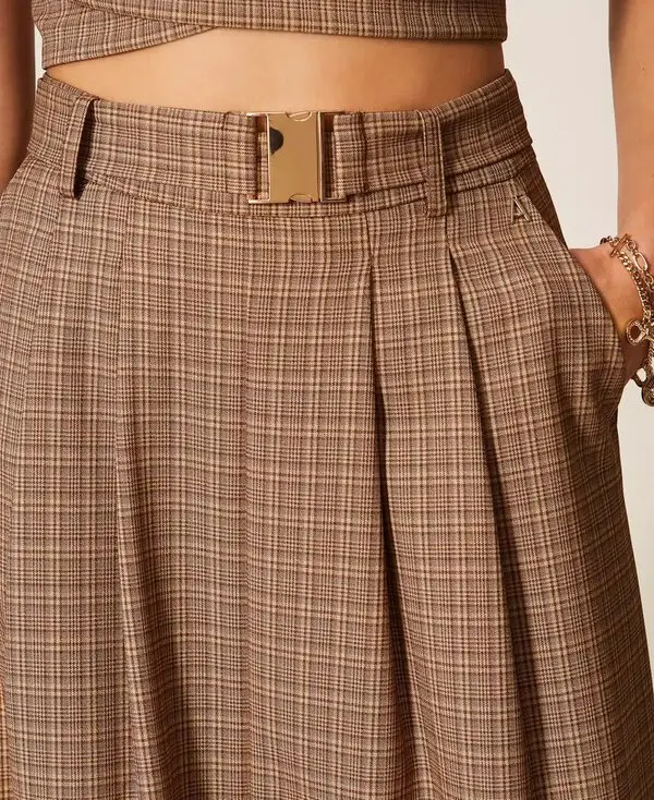 TWINSET Plaid-pattern Belted Skirt