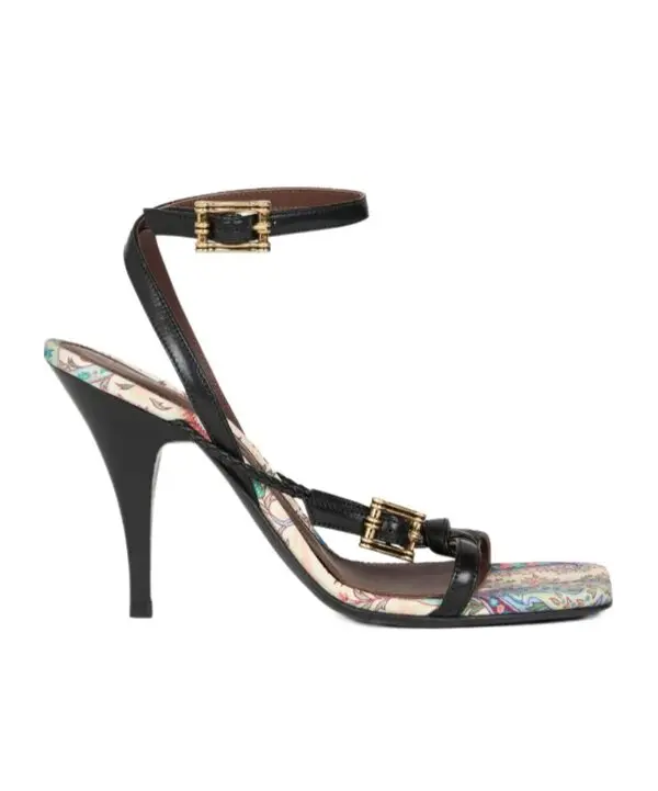 Etro High-heeled Sandals In Woven Leather