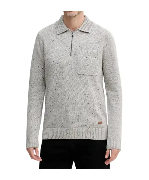 Liu Jo Half-zip Polo Sweater With Chest Pocket - Light Grey
