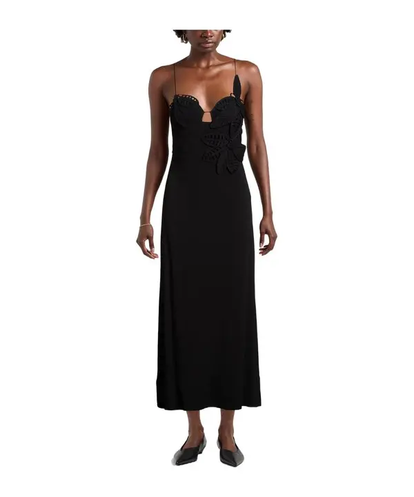 Farm Rio Flared Plain Crepe Maxi Dress With Cutout Detail