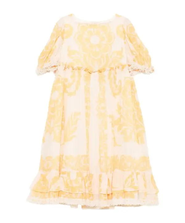 Etro Floral Print Lace Trim Dress - Nude
