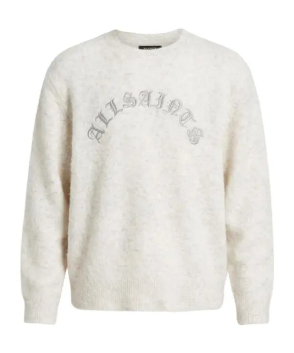 ALLSAINTS Curv Embroidered Crew Neck Sweater - White