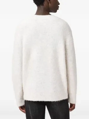 ALLSAINTS Curv Embroidered Crew Neck Sweater - White