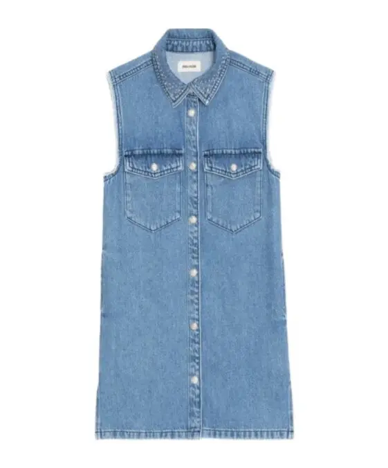 Zadig&Voltaire Sleeveless Embellished Denim Dress - Blue