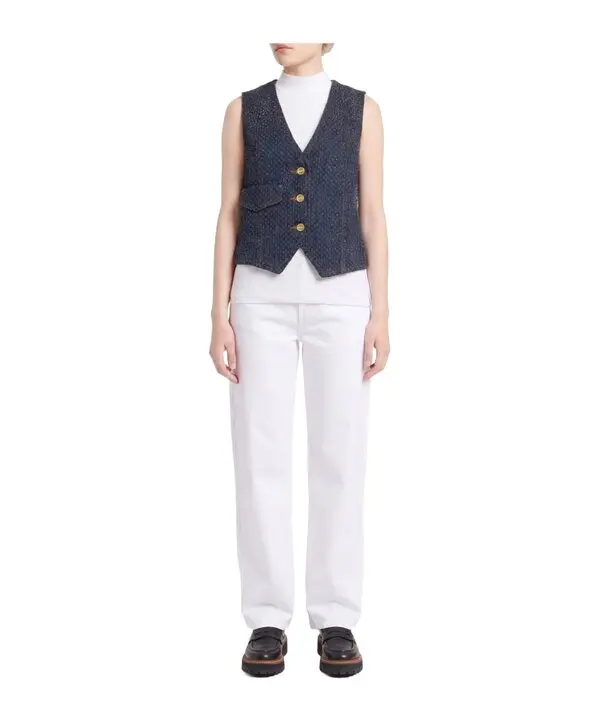 GANNI Textured Dark Wash Denim Vest