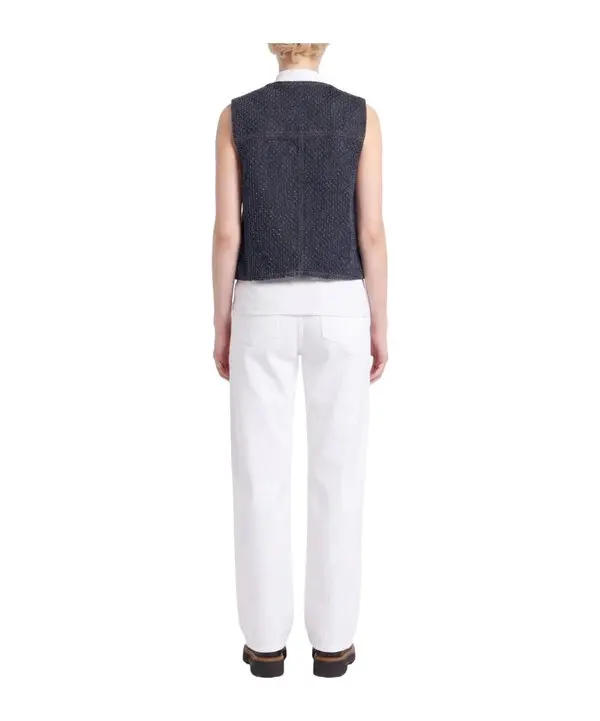 GANNI Textured Dark Wash Denim Vest