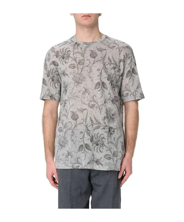 Etro Floral-printed Crewneck T-shirt - Gray