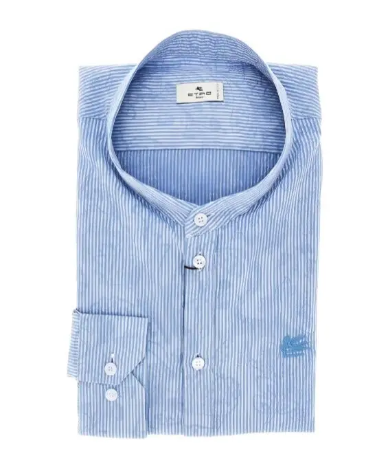 Etro Striped Band-collarl Shirt - Blue