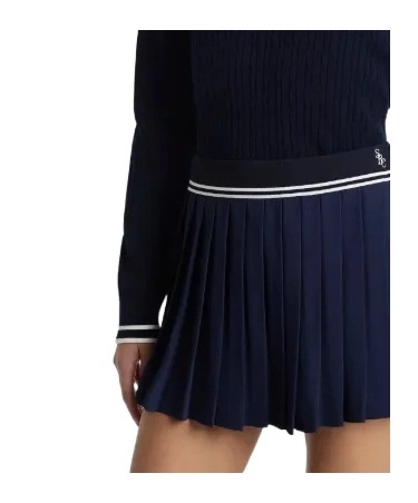 SPORTY  RICH Sporty & Rich Pleated Mini Skirt With Logo Detail