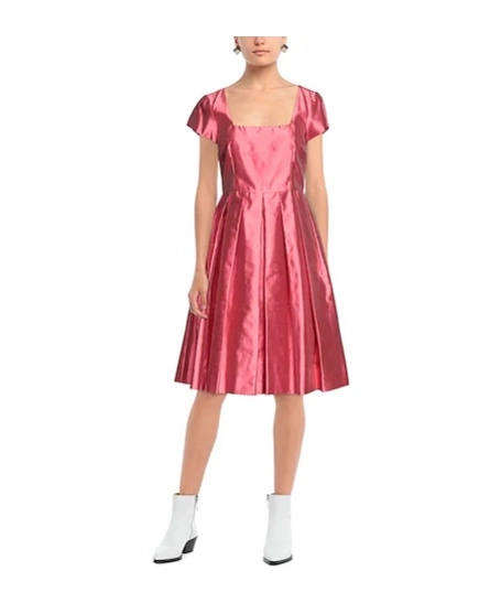 Dolce & Gabbana Short Sleeve Ruched Square Neck Dress