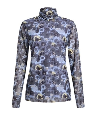 GANNI Floral Print Turtleneck Top