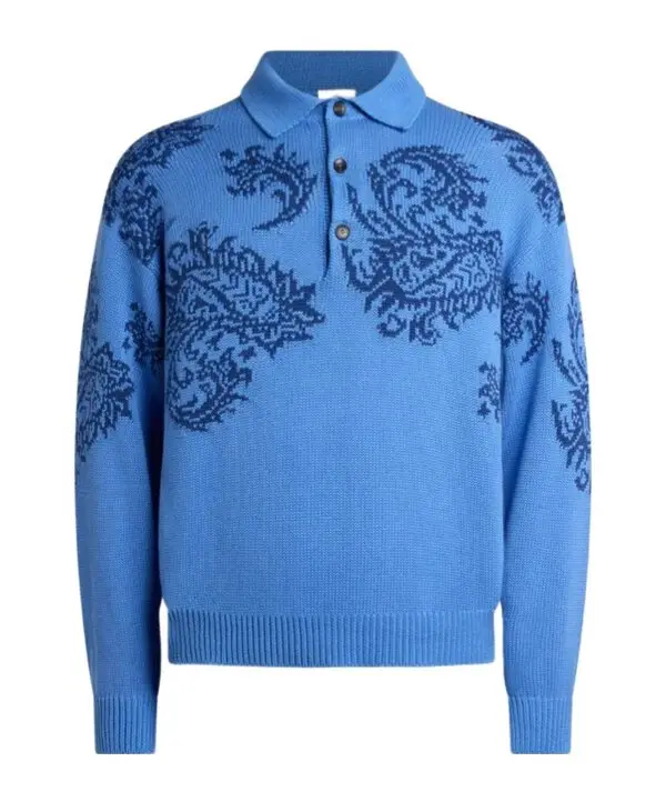 Etro Cotton Jacquard Polo Sweater With Inlays