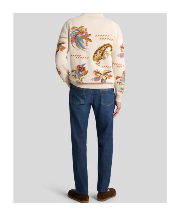 Etro Cotton-blend Jacquard Polo Sweater With Inlays