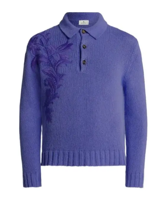 Etro Knit Cotton Polo Shirt With Floral Embroidery