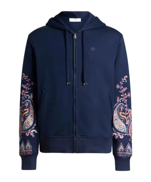 Etro Cotton Hooded Sweatshirt With Floral Paisley Print