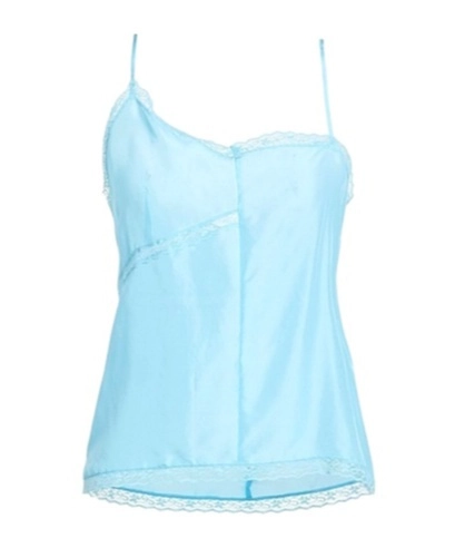 MAISON MARGIELA Plain Colour Satin Camisole With Lace Trims - Blue