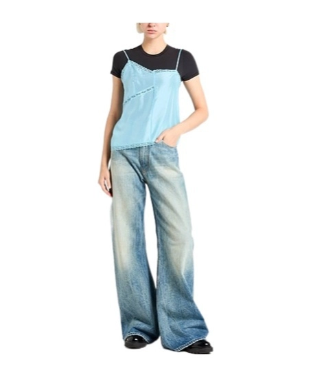 MAISON MARGIELA Plain Colour Satin Camisole With Lace Trims