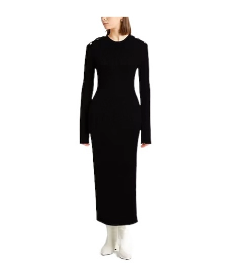 Sportmax Slim-fit Ribbed Knit Long Sleeve Midi Dress