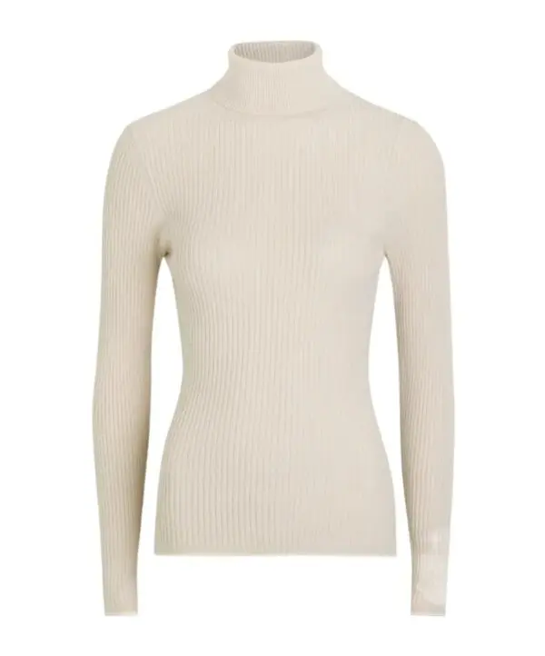Varley Ravena Ribbed Roll-neck Long Sleeve Top - Silver Birch