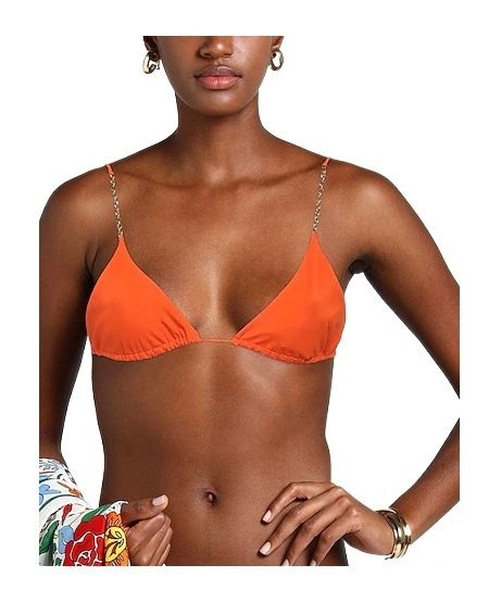 Saint Laurent Triangle Bikini Top With Appliqués