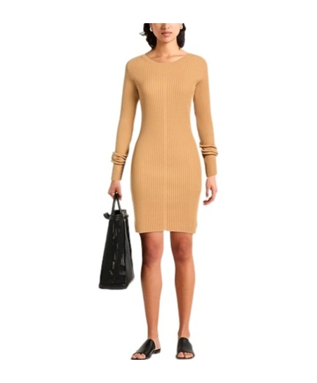 Sportmax Ribbed Knit Crewneck Long Sleeve Fitted Dress