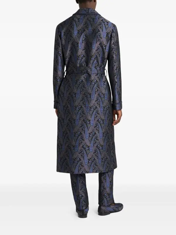 Etro Chenille Jacquard Robe Coat With Metallic Paisley Motif