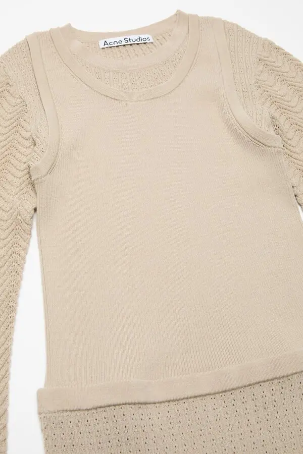 Acne Studios Long Sleeve Midi Dress With Contrasting Ribbed Vest - Light Brown
