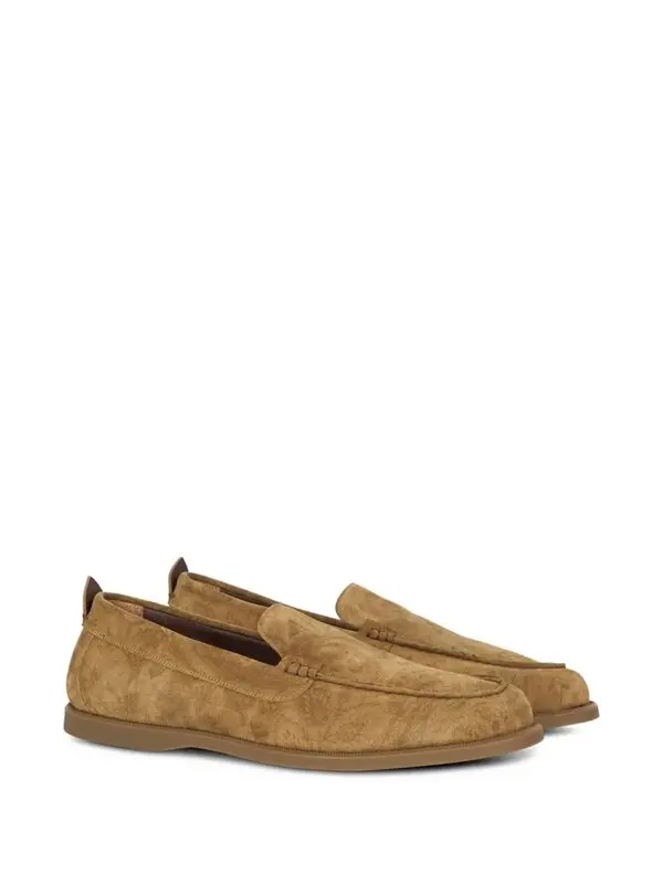 Etro Printed Suede Slip-on Loafers - Brown