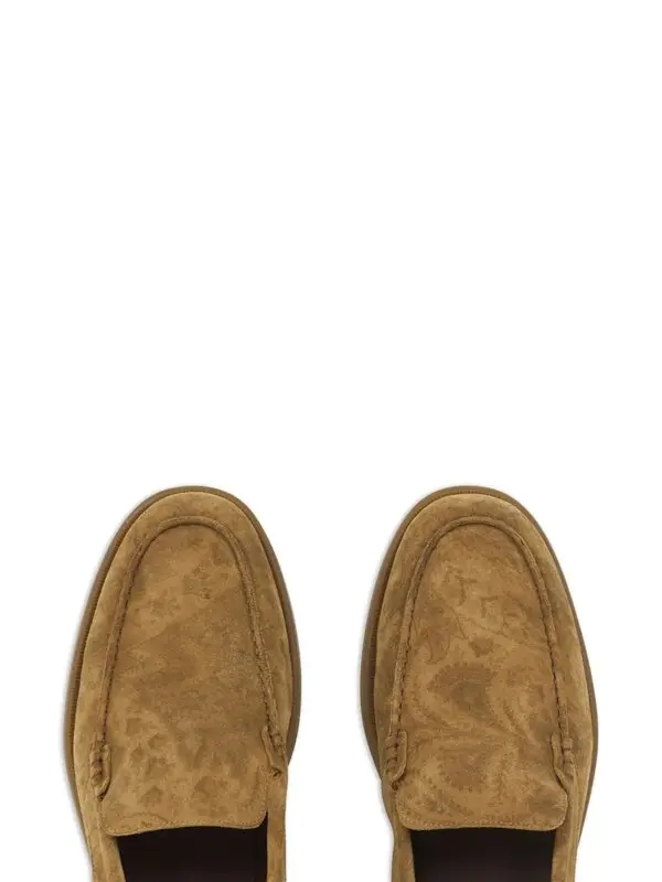 Etro Printed Suede Slip-on Loafers - Brown