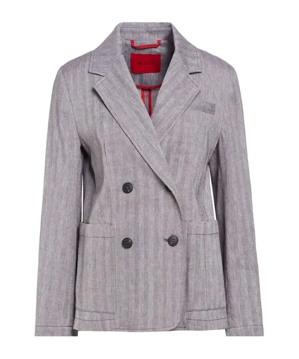 MAXCO. Max&co. Long-sleeve Double-breasted Blazer With Herringbone Jacquard